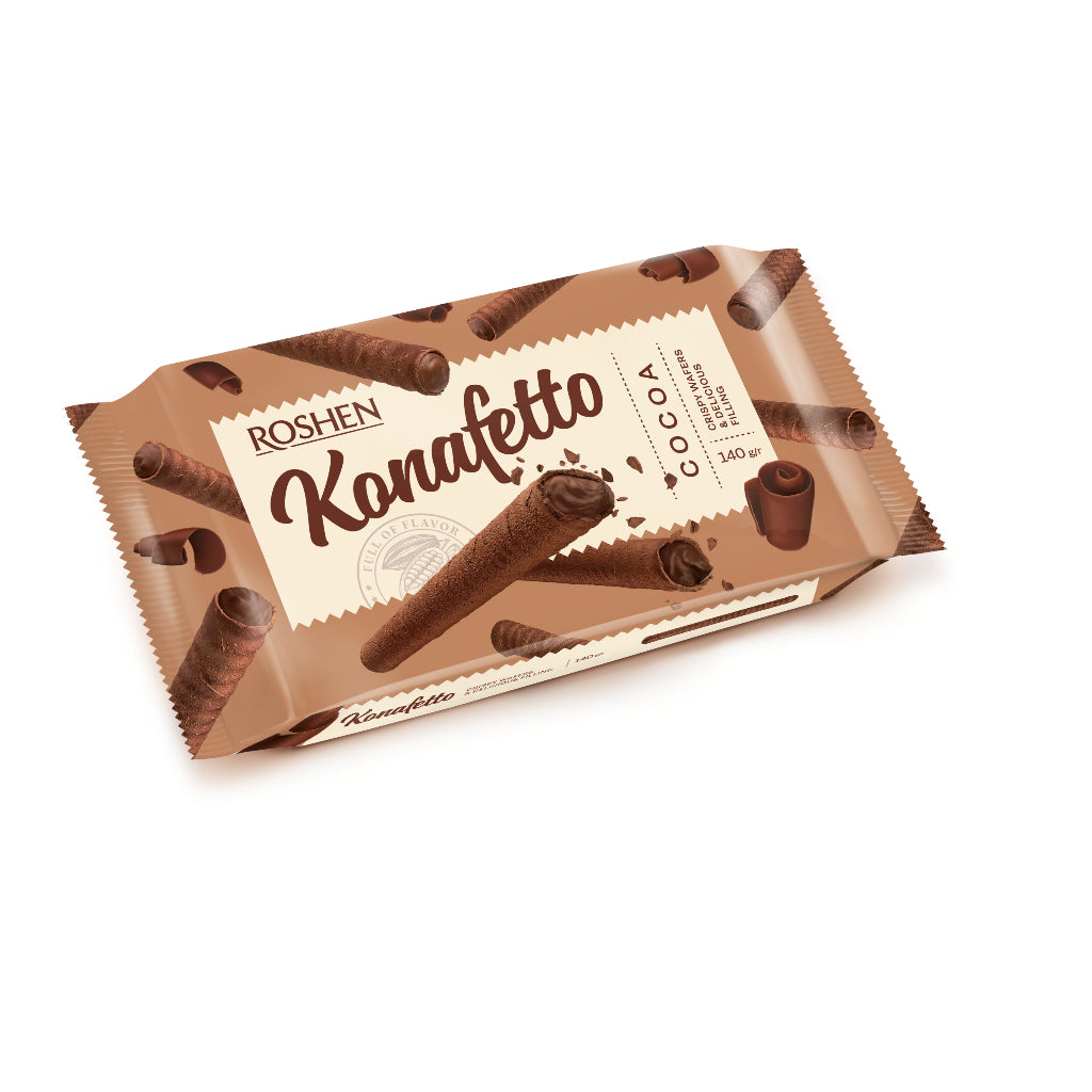 Roshen Konafetto Wafer rolls with cocoa flavoured cream 140g ...